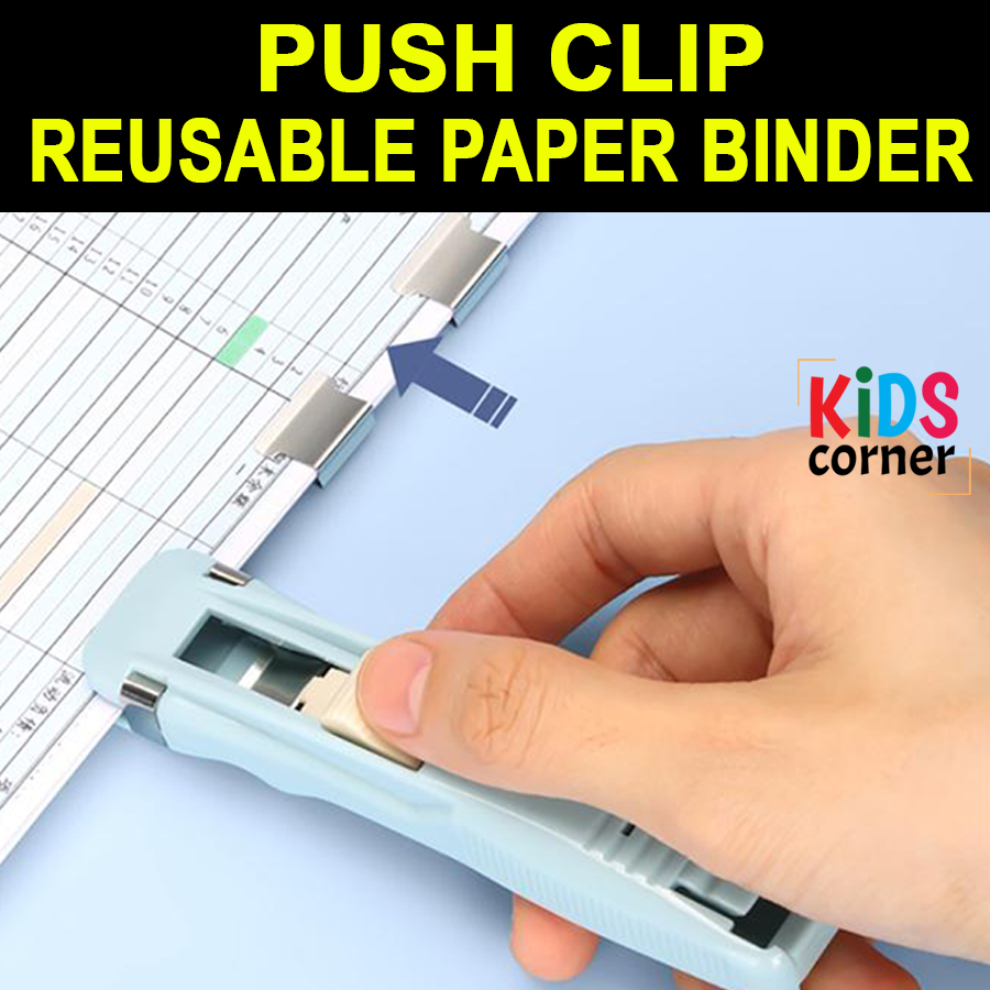 REUSABLE PUSH CLAMP PAPER BINDER W/ 8PC CLIPS | 50 PC NEEDLELESS ...