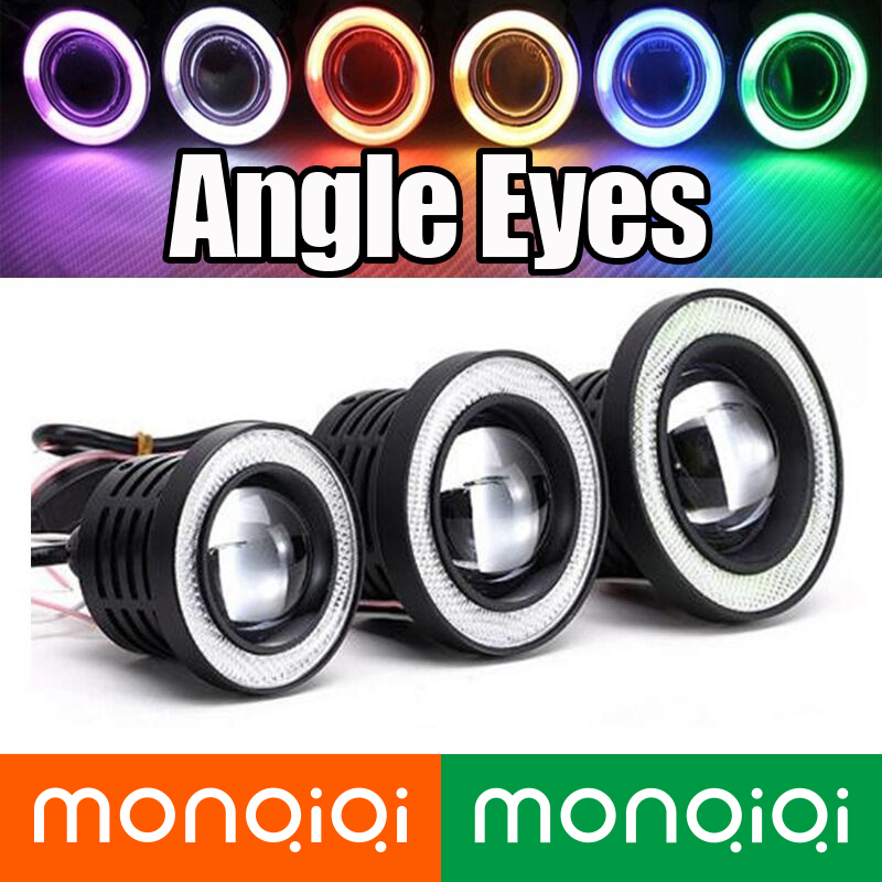Monqiqi 2pcs 3.5 inch Car LED Light COB Angel Eye Fog Lights Ring Lens Projector Halo Ring Fog ...