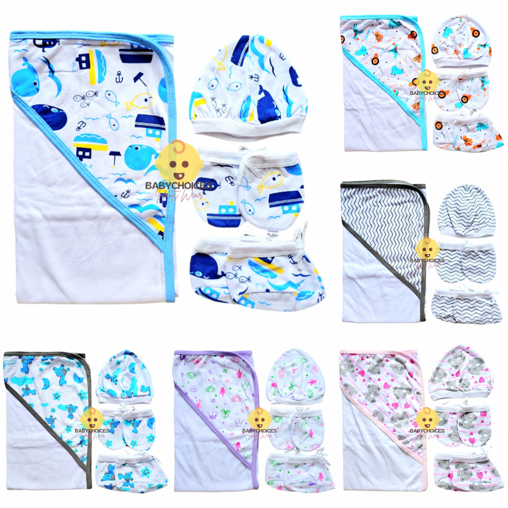 6in1 Baby Receiving Blanket Set With Bonnet,Mittens,Booties | All ...