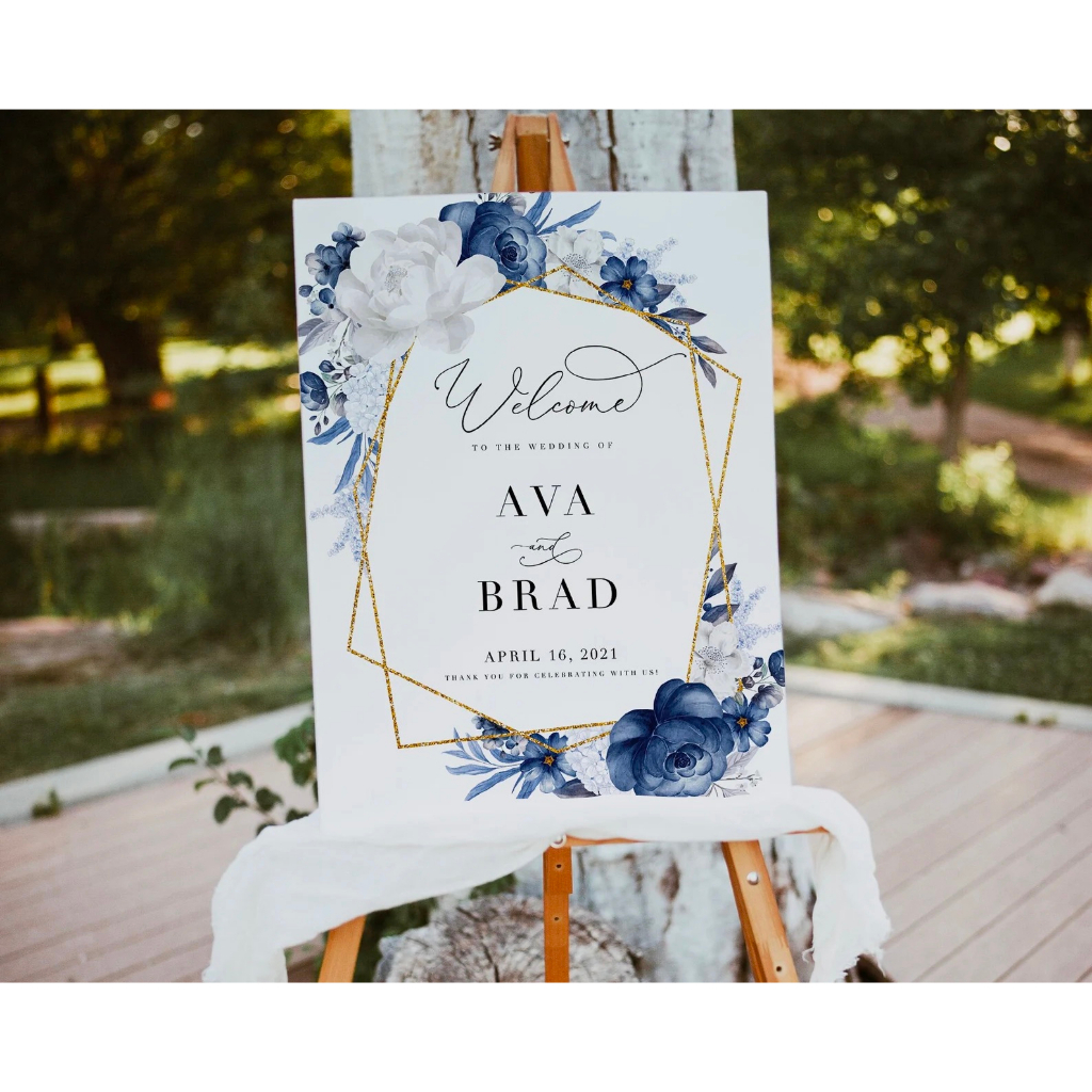 Dusty Blue Welcome Signage Board / Minimalist Wedding Signage | Shopee ...