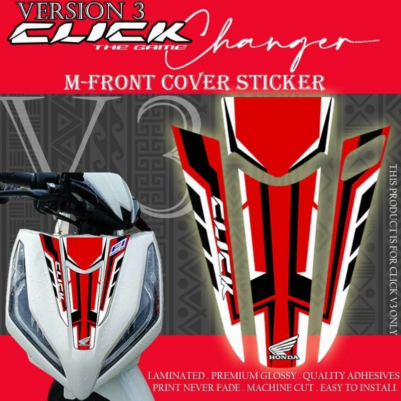 HONDA CLICK V3 FRONT COVER DECALS/HONDA CLICK STICKER/HONDA DECALS ...
