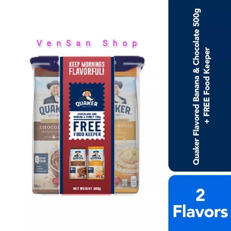 Quaker Banana & Chocolate Flavor 500g Each + Free Food Keeper | Shopee ...