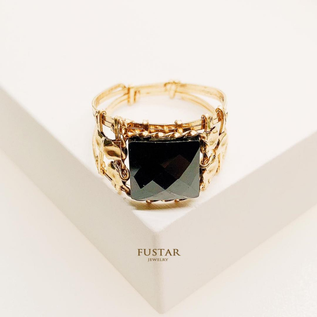 FUSTAR US 10K GOLD BLACK ONYX RING HYPOALLERGENIC NON-FADE NON-TARNISH | Shopee Philippines