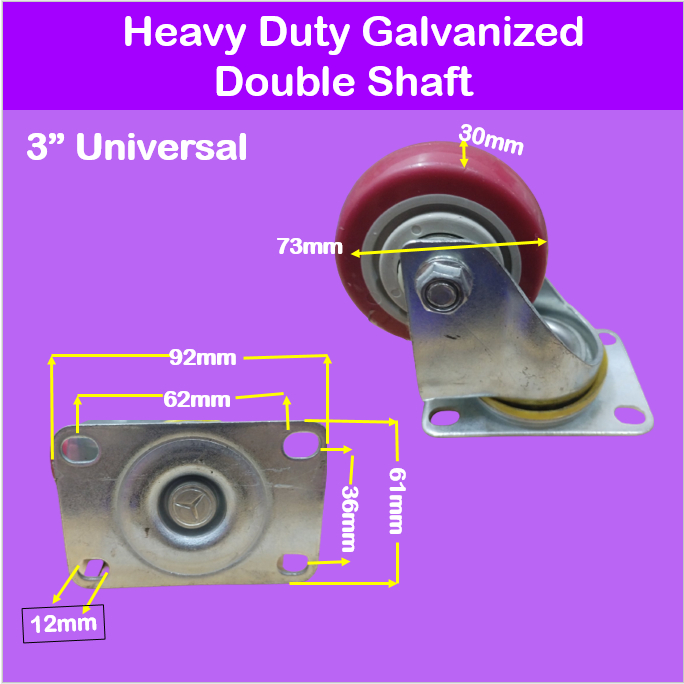 Mago Heavy Duty Galvanized Double Shaft Round Edge PU Series Push Cart ...