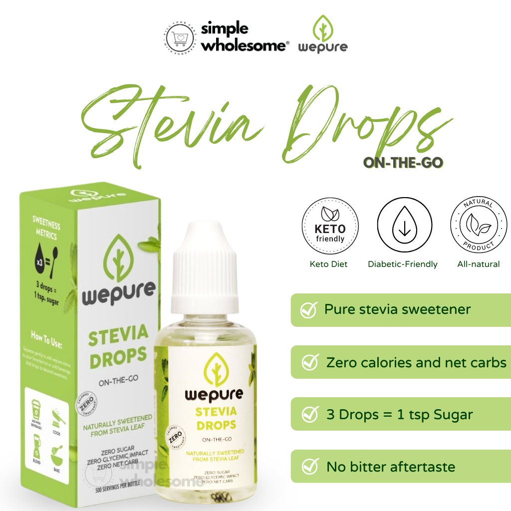 Simple Wholesome WEPURE STEVIA DROPS Zero Calorie Natural Pure Liquid ...