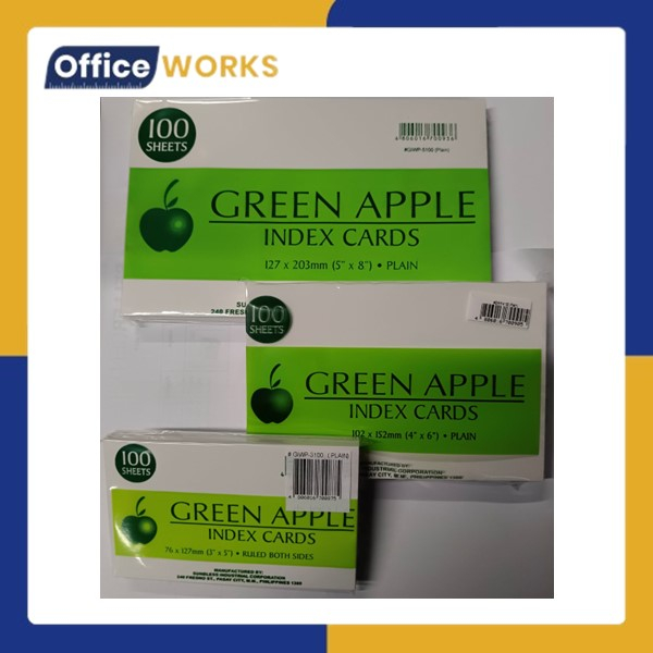 Green Apple GIWP Plain Index Card 100's | Shopee Philippines