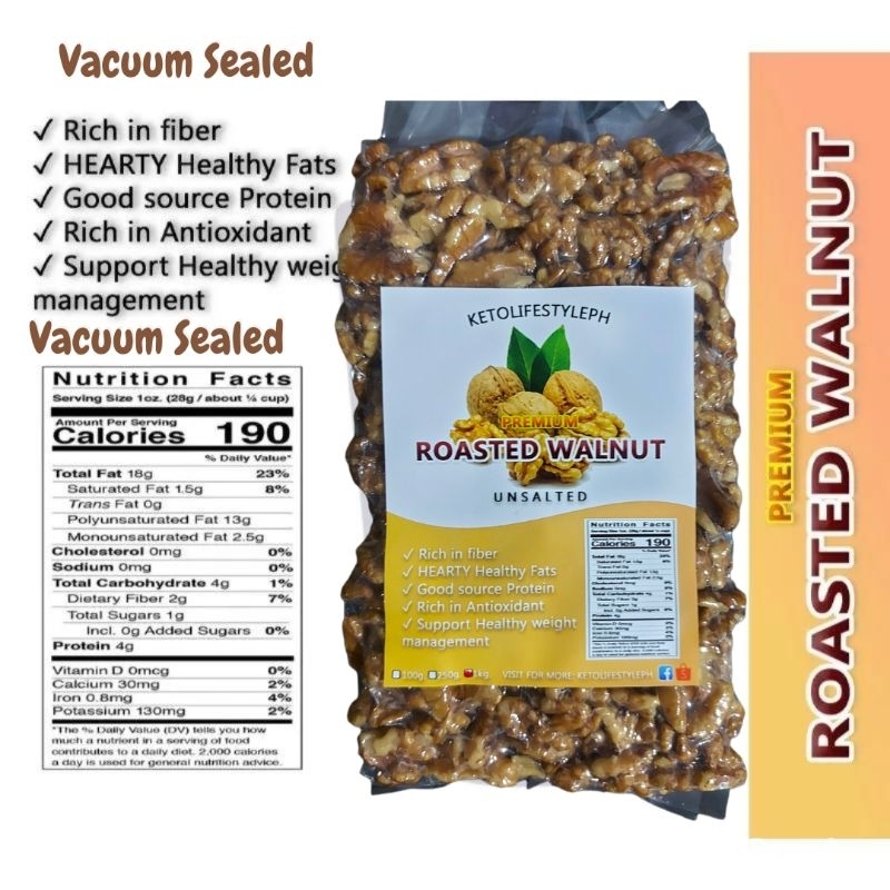 Roasted Walnuts (Vacuum Sealed, Unsalted, Ready to Eat) | Shopee ...