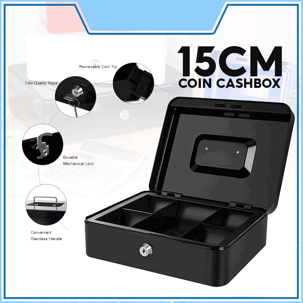 Small Cash Coin Money Storage Safe MetalCash Tray With Key Money Box ...