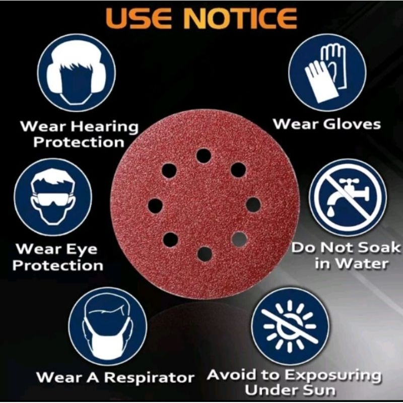 SANDING DISC VELCRO WITH HOLES 5" #60,#80,#100,#120 FLOCKING PAPER ...