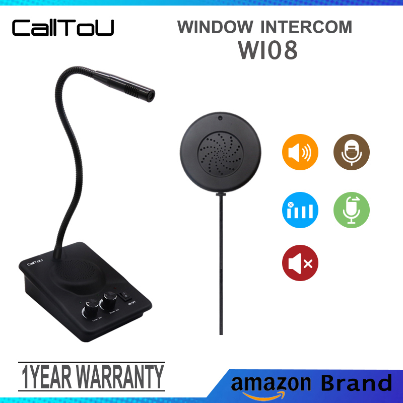CallToU Window Intercom Office Home Speaker System Dual-Way Intercommunication For Store WI08 ...