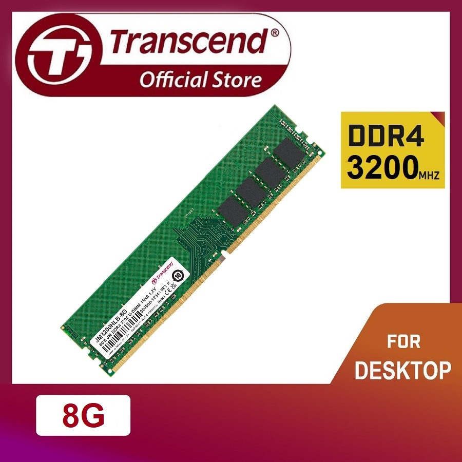 Transcend 8GB DDR4 3200MHz Long-DIMM Desktop Memory (1R x 8) | Shopee ...