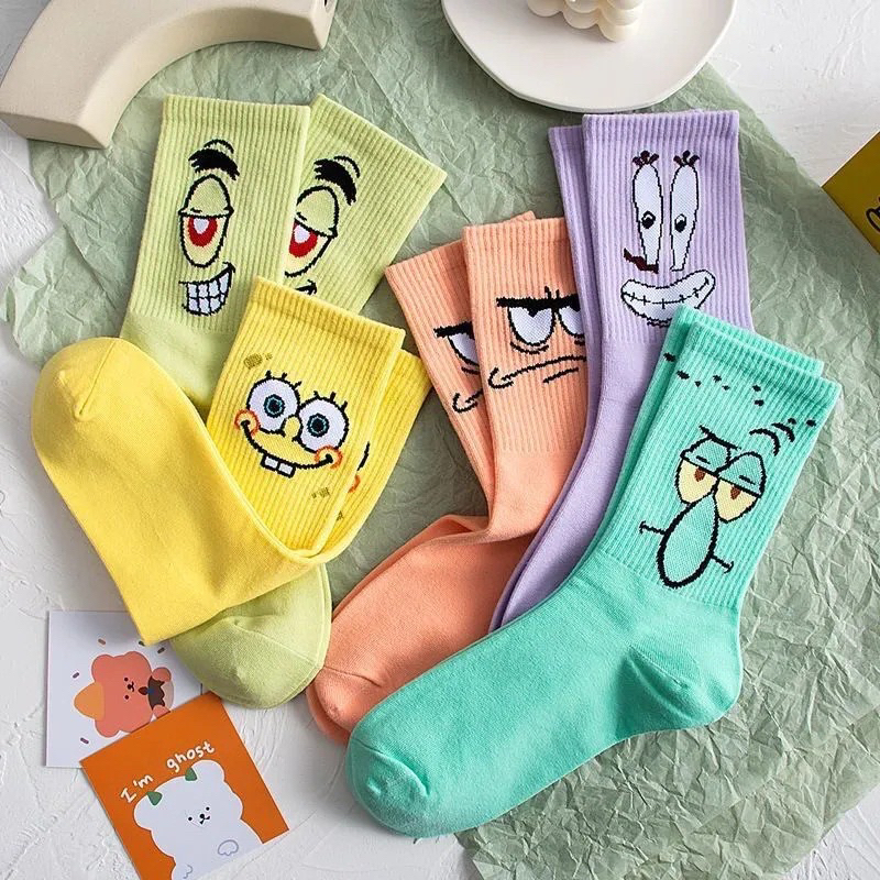 WeHottie SpongeBob Iconic Socks Cartoon Grimace Candy Color Mid Cut ...