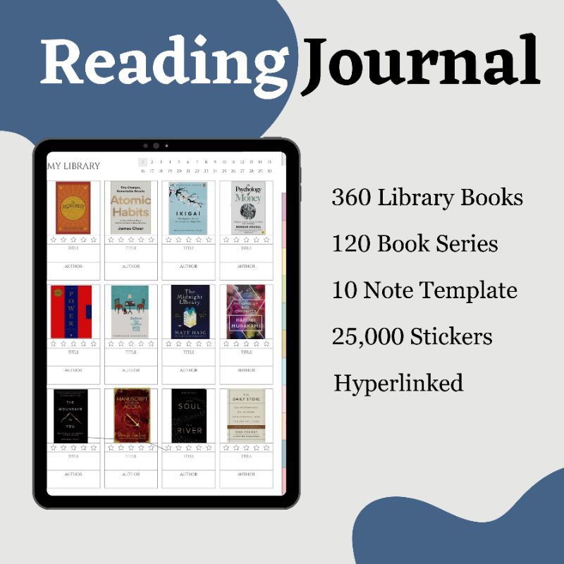 Digital Reading Journal Planner Tracker Portrait Book Review Goodnotes ...