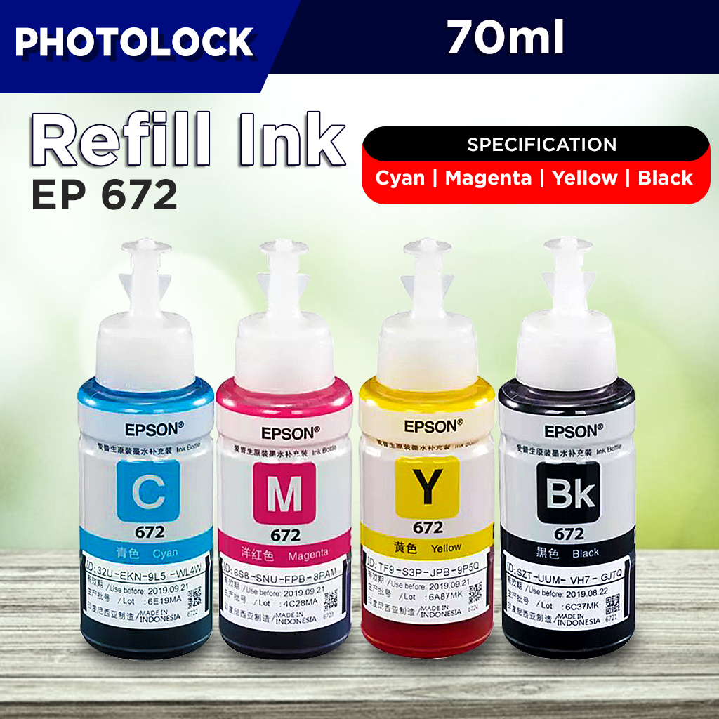 EP Printer Original Ink #672 70ml 4-colors for L130 L313 L301 L360 L565 L363 L310 L383 (CMYK ...