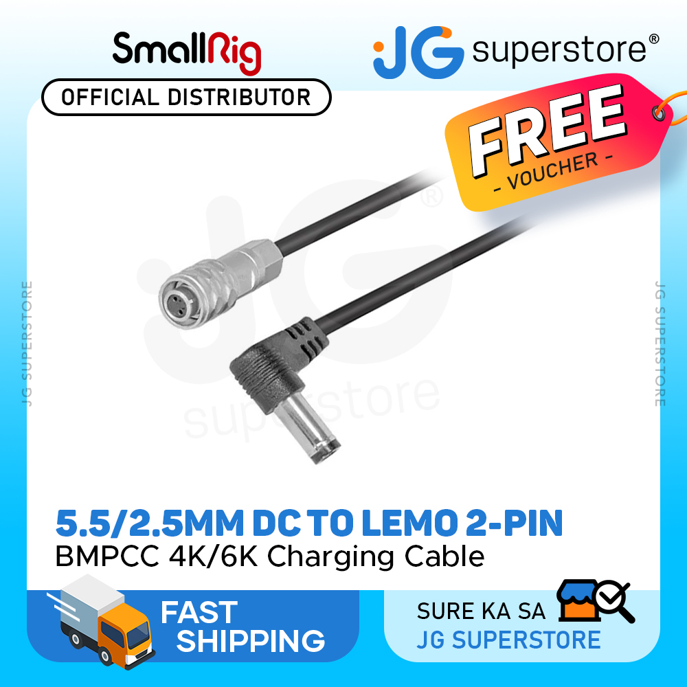 SmallRig 5.5/2.5mm DC Power Male Connector to LEMO 2-Pin Charging Cable ...