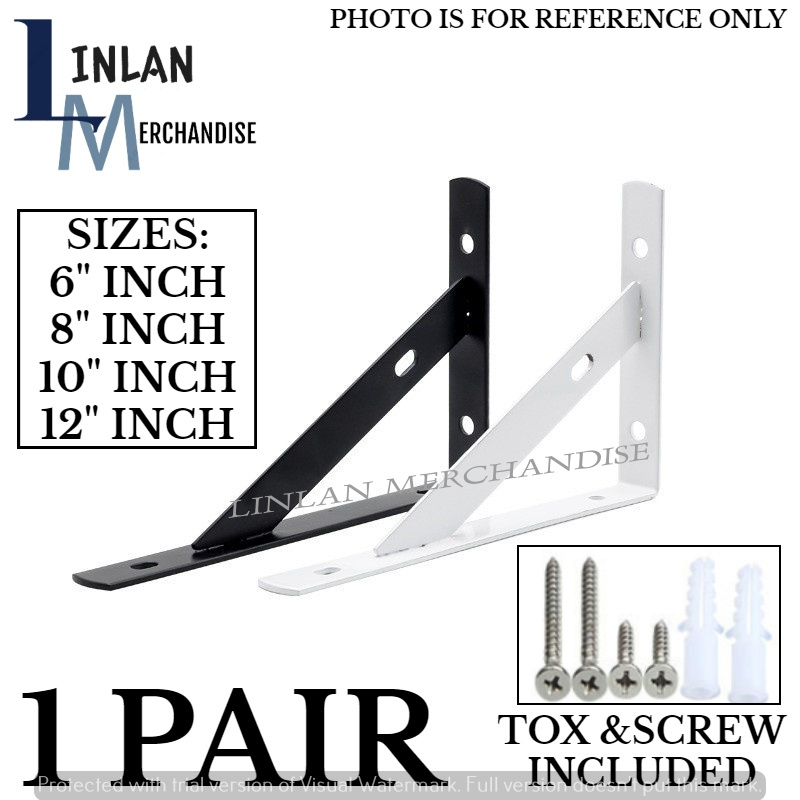 1PAIR of Stainless Steel Triangle Brackets Wall Shelf Bracket 3115 ...