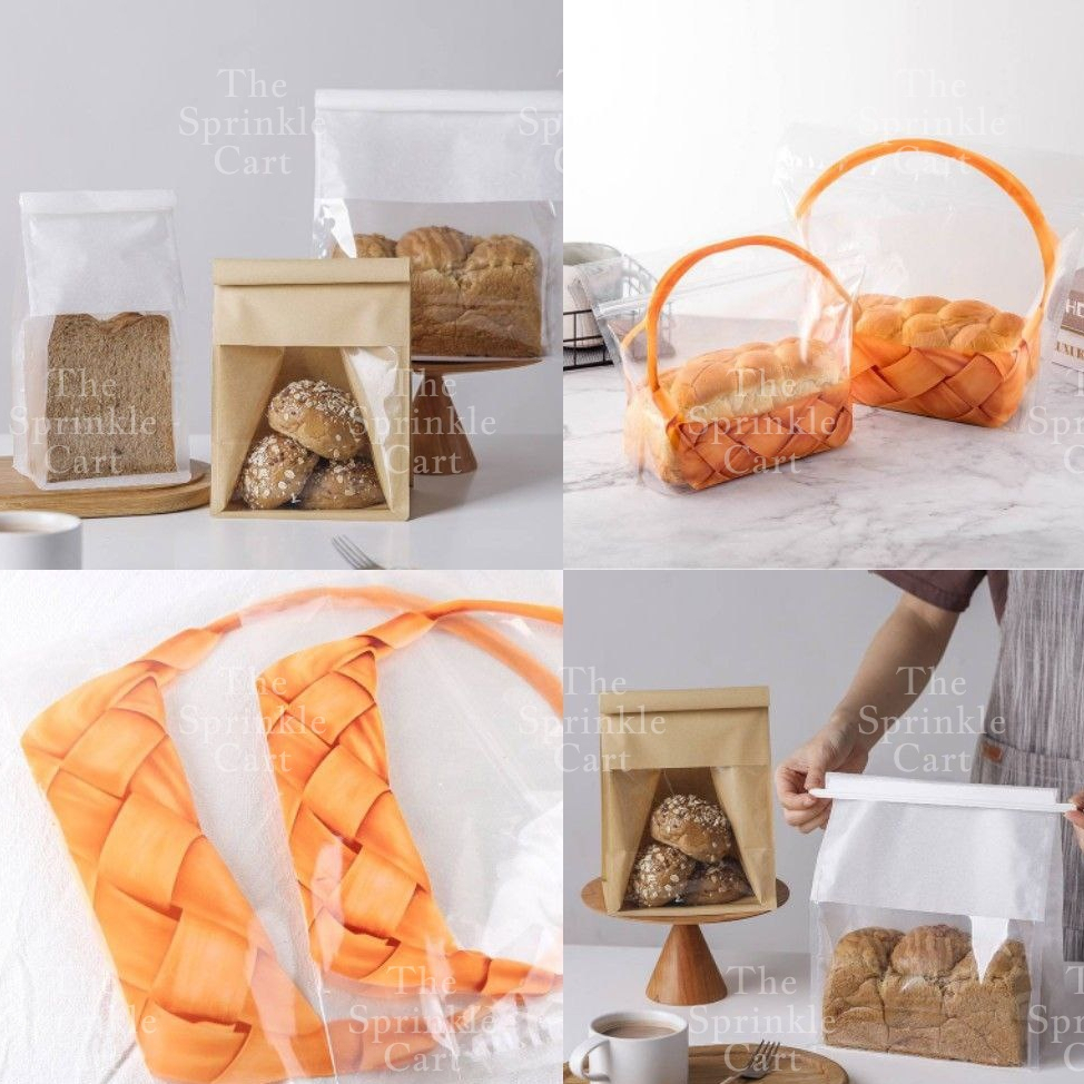 10pcs Bread Bag with Window & Basket Design Self Sealing Tie Toast ...