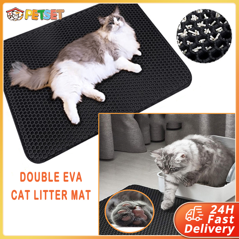 Double EVA Cat Litter Mat Cat Litter Basin Cleaning Mat Folding Water ...