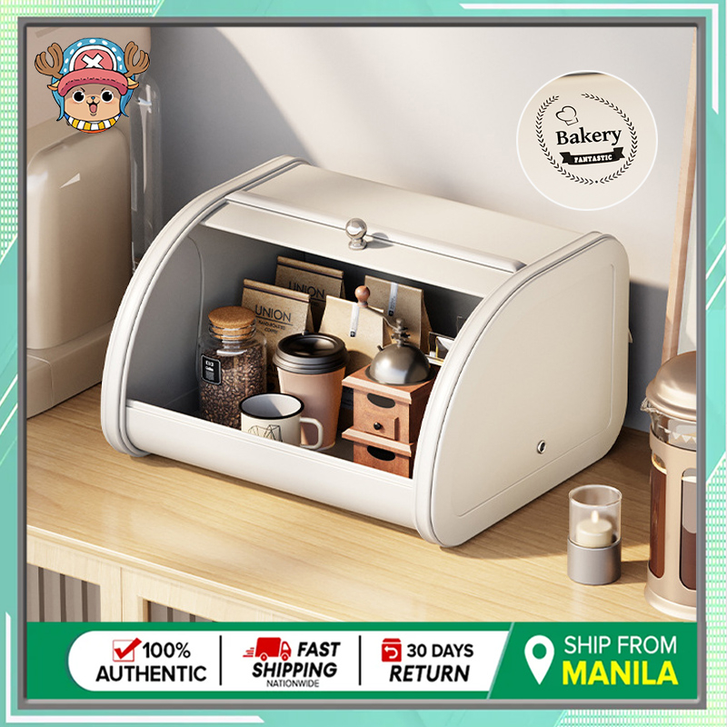 Iron Bread Box Retro Bin Cake Pastry Basket Roll Lid Storage Organizer ...