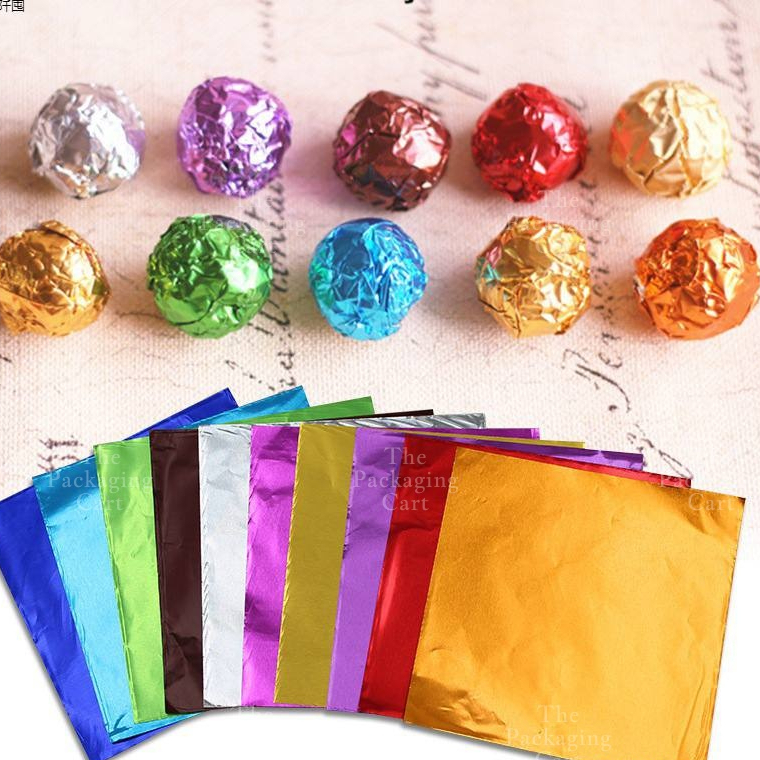 100pcs Chocolate Wrapper Aluminum Foil Multi-Color Candy Sweets Square ...