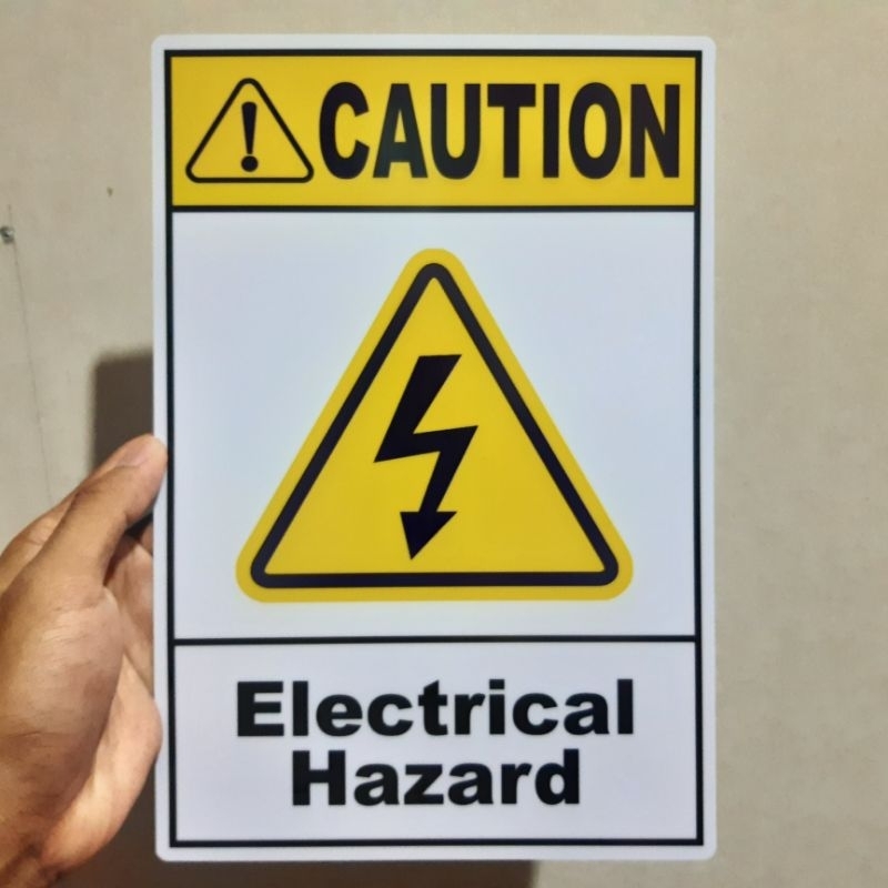 CAUTION ELECTRICAL HAZARD SIGNAGE PVC TYPE 7.5x11 INCHES WATERPROOF AND ...