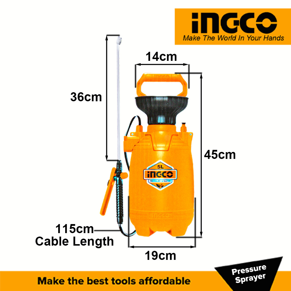 Ingco Water Sprayer 5L-8L Pressure Sprayer Handheld Garden Pump Sprayer ...