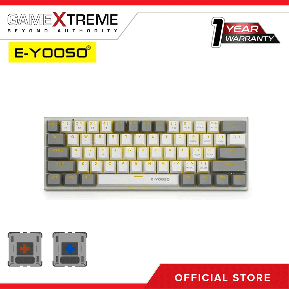 E-Yooso Z11 Monochrome Yellow Light 61 Keys Swappable Mechanical ...
