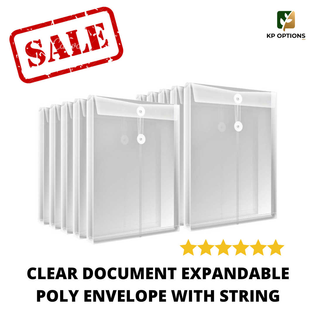 PREMIUM | Clear Document Expandable Poly Envelope with String (Calling ...