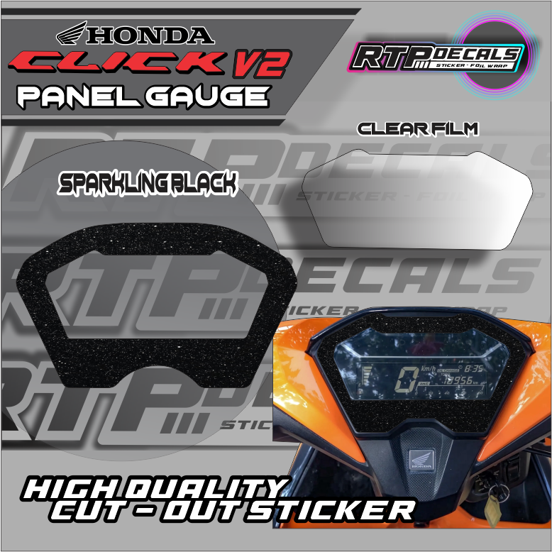 V2 Sparkling Black Sticker Decal Honda Click Panel Gauge Protector ...