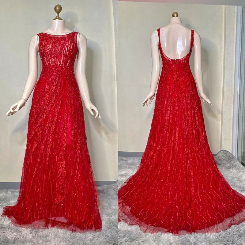 elegant red long gown | Shopee Philippines