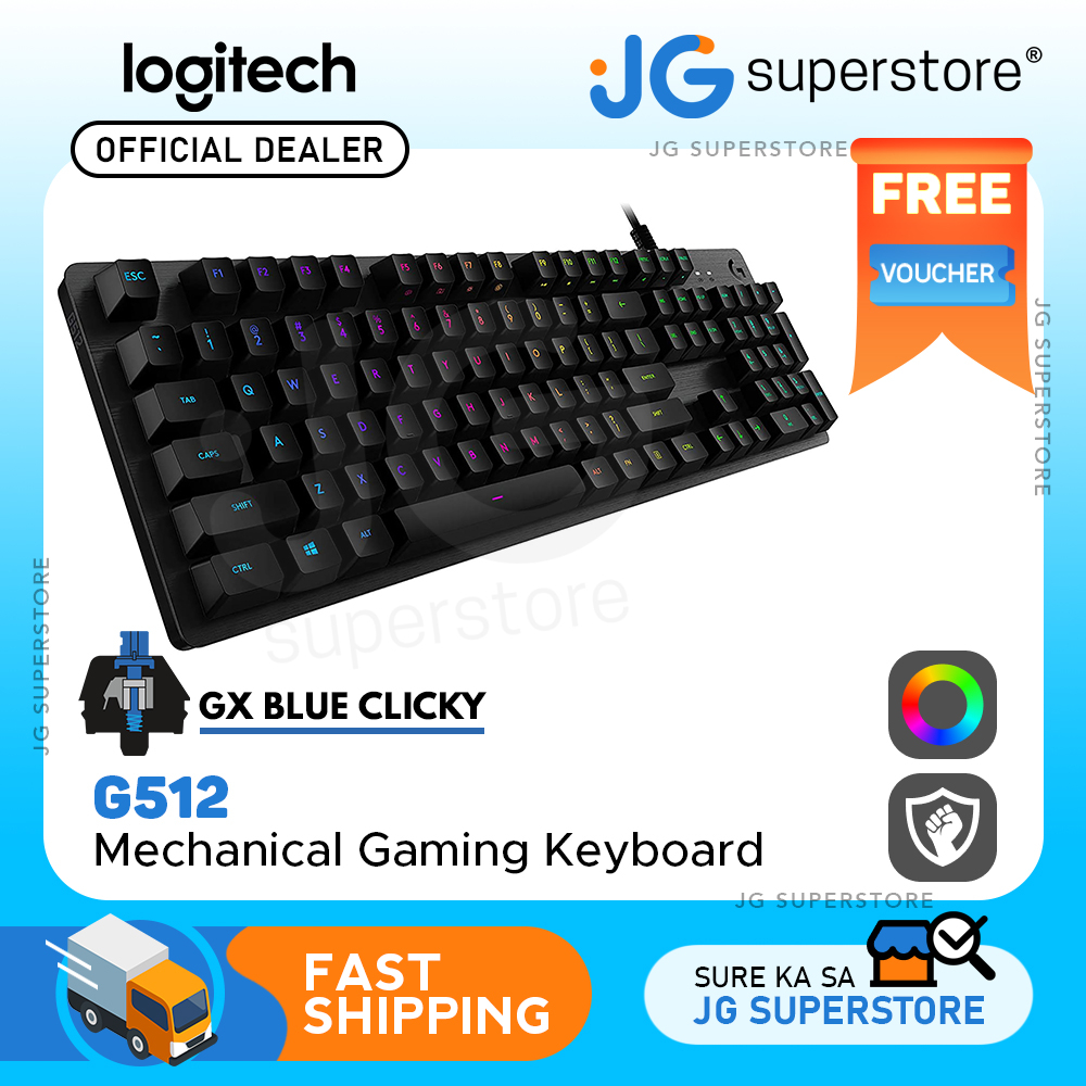 Logitech G512 Carbon LIGHTSYNC RGB Mechanical Gaming Keyboard (GX Blue ...