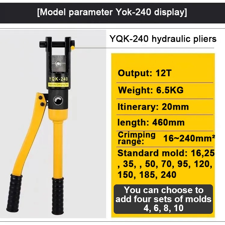 COD 12T Hydraulic Crimper Tool Kit Tube Terminals Lugs Battery Wire ...