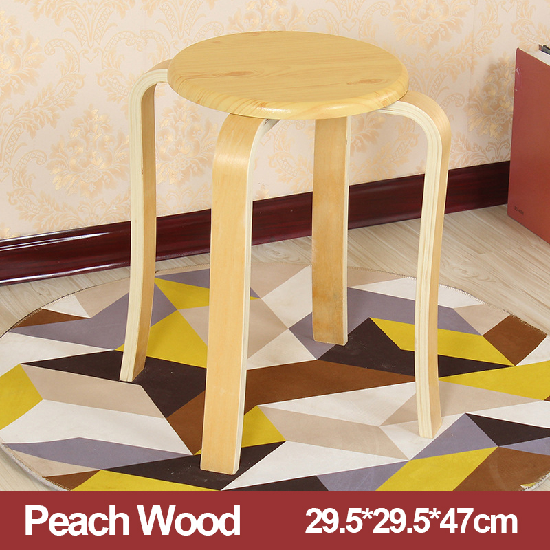 CHIT Solid Wooden Stool High Round Stool Modern Simple Dining Stool ...