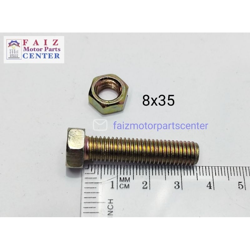 BH. 8x10mm up to 8x150mm (#12 sa yabe/tools) GOLD PLATED HEX BOLT WITH NUT (Tetanized Zinc ...