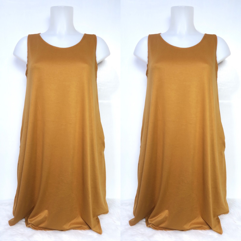 Plus Size Plain Regular Sleeveless Sando Dress With Pockets|Fits M to ...