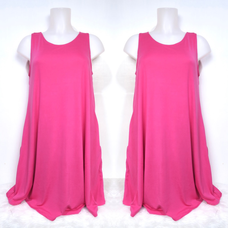 Plus Size Plain Regular Sleeveless Sando Dress With Pockets|Fits M to ...