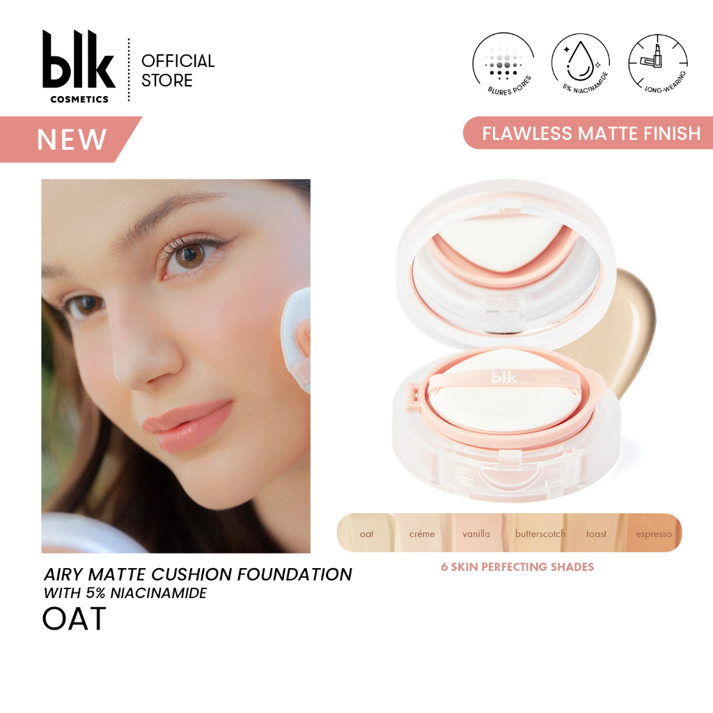 blk cosmetics airy matte cushion foundation SPF15 5% niacinamide ...