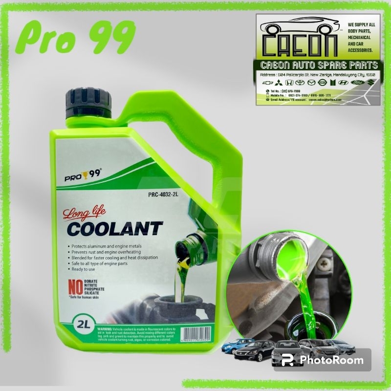 Pro 99 Long Life Coolant Green 2 Liters for all types of Automotive ...