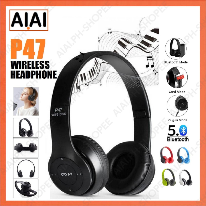 Wireless Bluetooth On-Ear Headphone Headset 5.0 Bluetooth FM radio AUX ...
