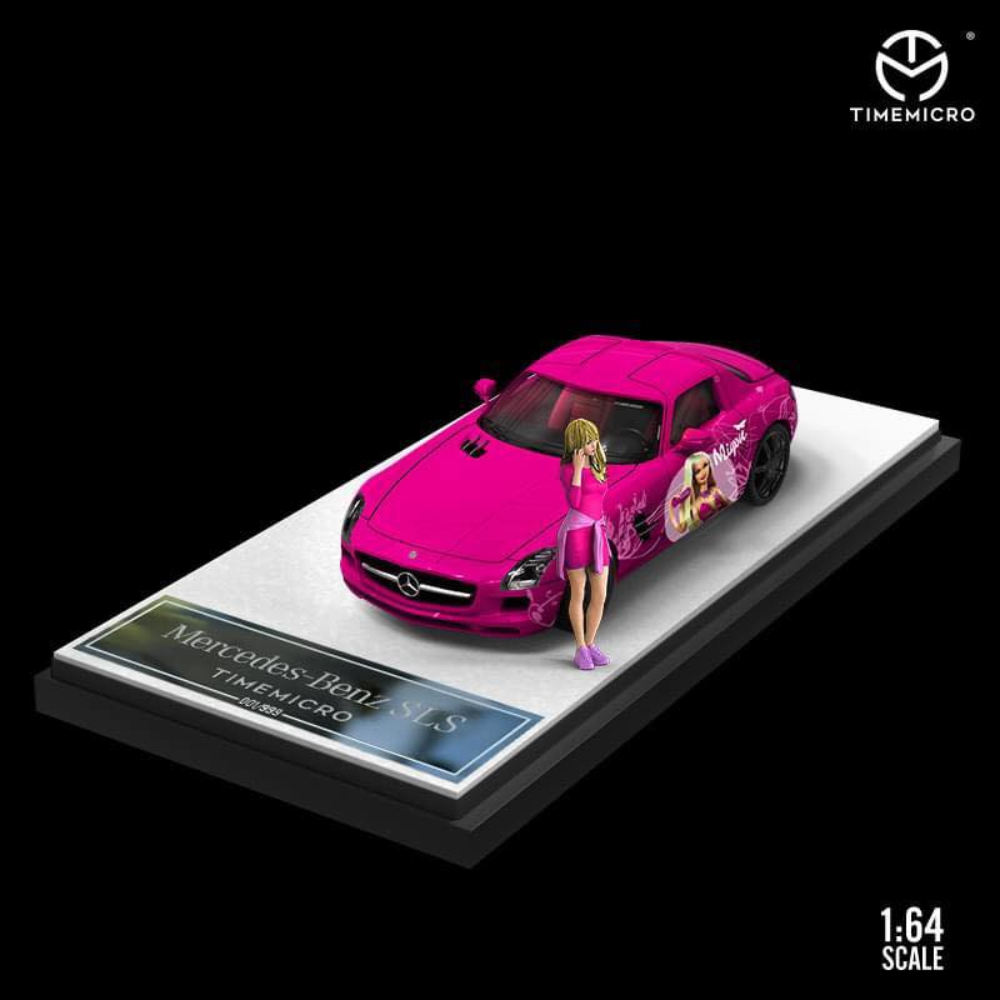 Time Micro TM 1/64 Scale Mercedes Benz SLS Pink w/ Figure (Deluxe ...