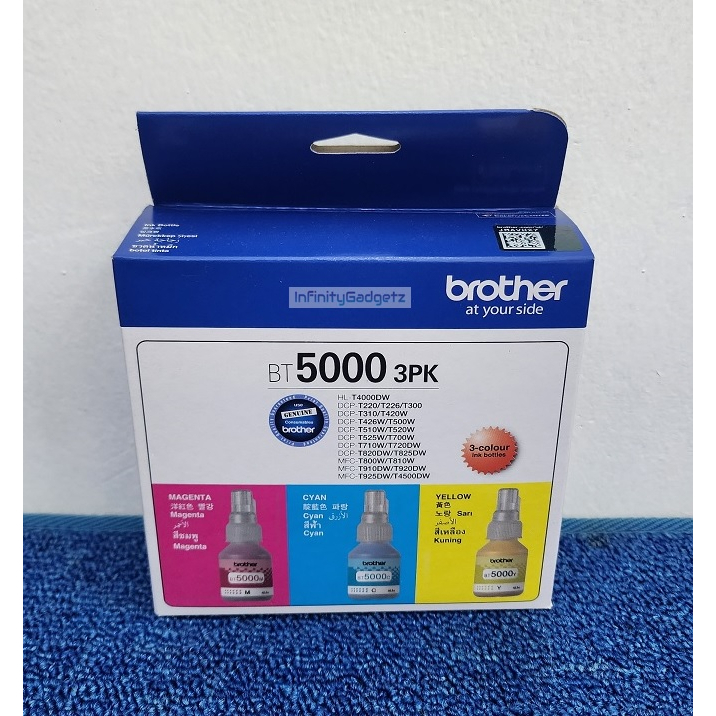 Genuine Brother BT5000 Ink 3 Pack (Cyan, Magenta, Yellow) | Shopee ...