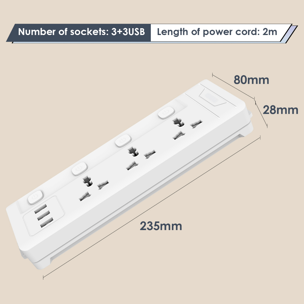 Deli Extension Cord with USB Port Multifunctional Power Strip Power ...
