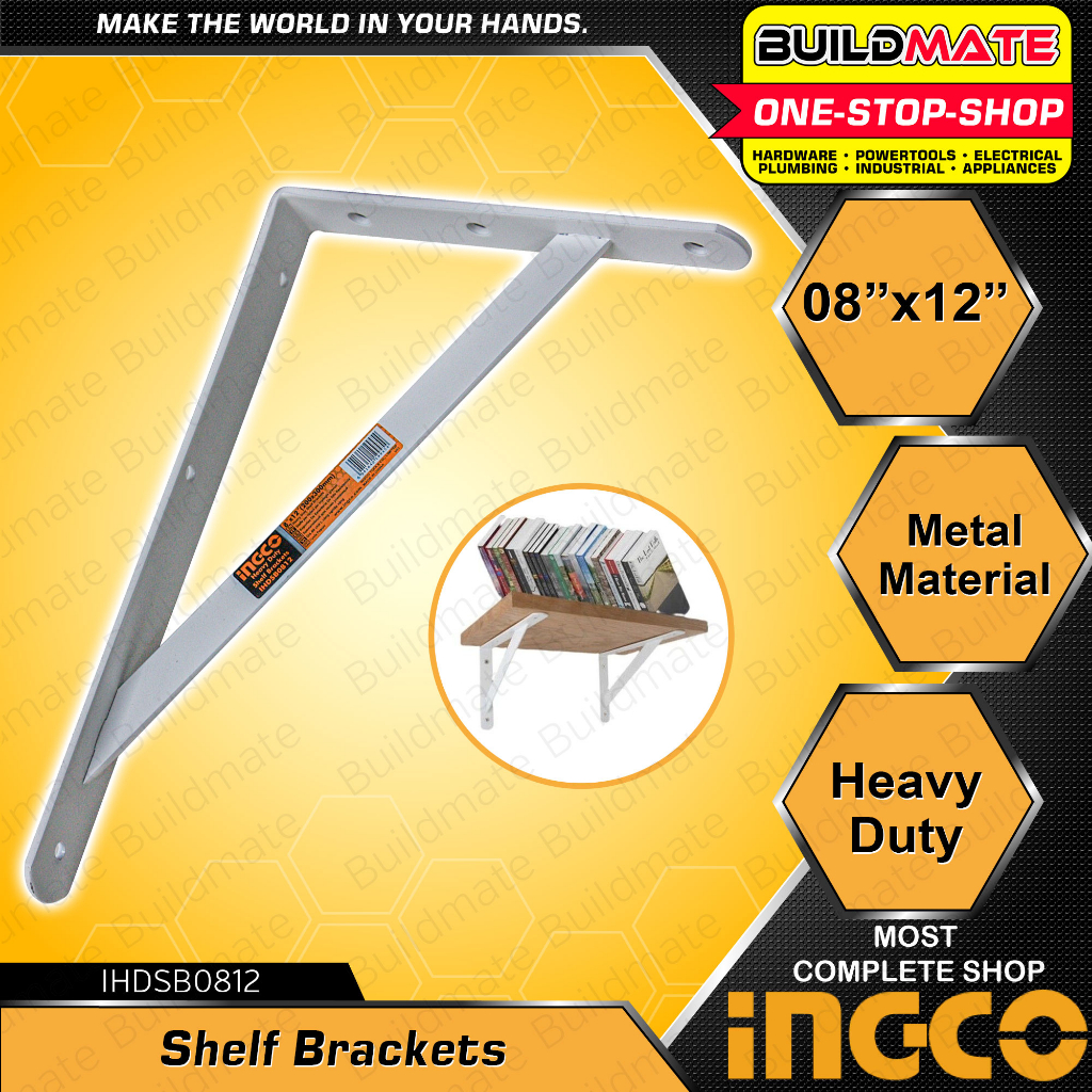 BUILDMATE Ingco Shelf Bracket 8x12" | 10x16" | 13x20" Inch Triangle ...