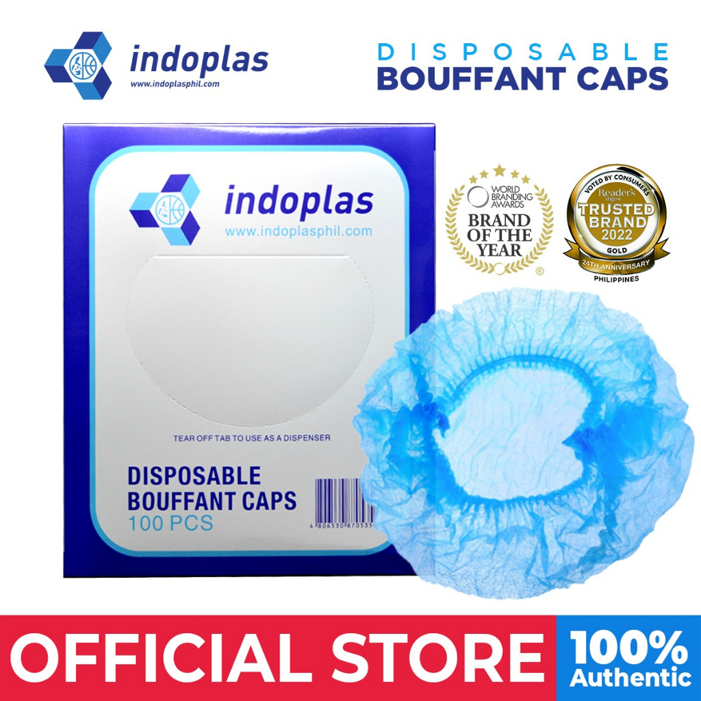 Indoplas Disposable Bouffant Caps Caterpillar Type Box of 100 | Shopee ...