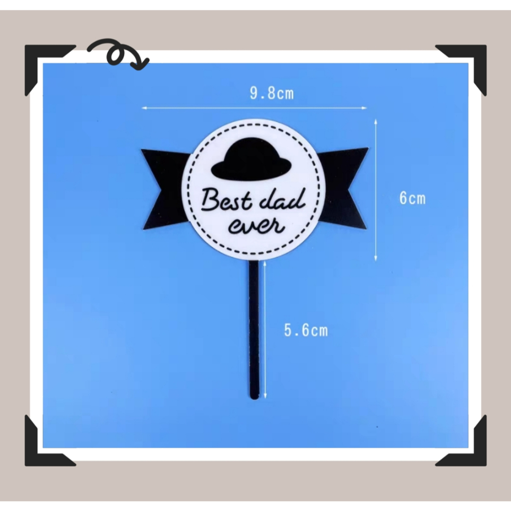Acrylic Best Dad Happy Fathers Day Theme Cake Topper Plug In Baking