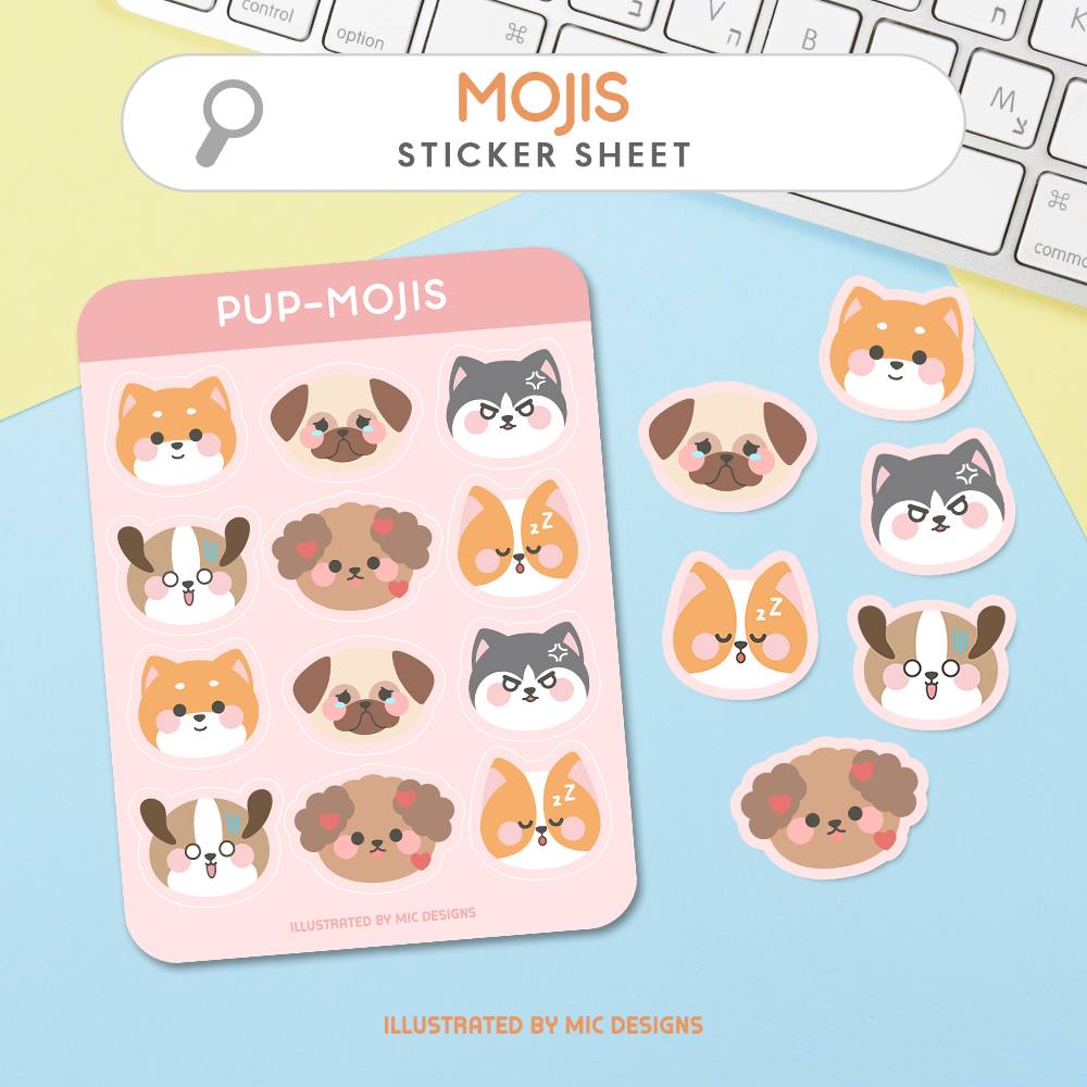 Pup-Mojis Sticker Sheet | Dog Mood Tracker Journal Planner Vinyl ...