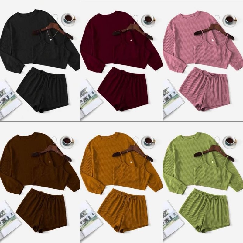 JAJA 3 IN 1 SET KNITTED FIT UP TO LARGE | Shopee Philippines