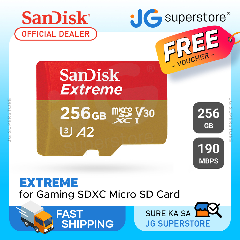 SanDisk Extreme 256GB Micro SD Card SDXC UHS-I 190MB/s Class 10 for Mobile Gaming SDSQXAV-256G ...