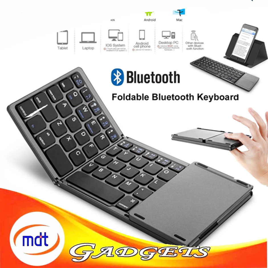 B033 Portable Mini Three Folding Bluetooth Keyboard Wireless Foldable Keyboard With Touchpad