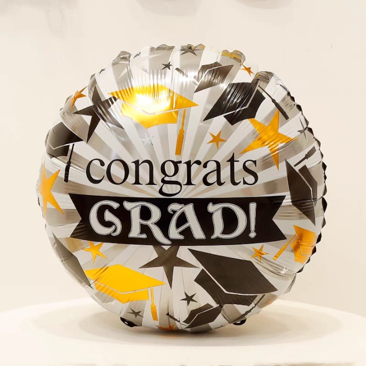 18 inch Silver Round Graduation theme colorful Congrats Grad party ...
